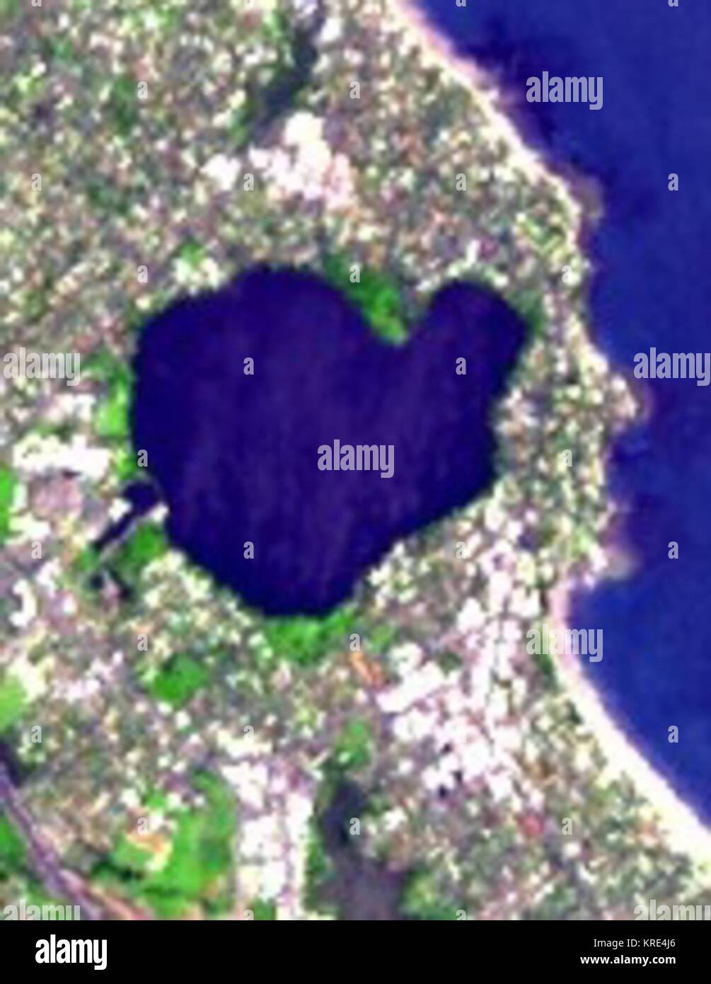 Lake Pupuke - satellite photo Stock Photo - Alamy