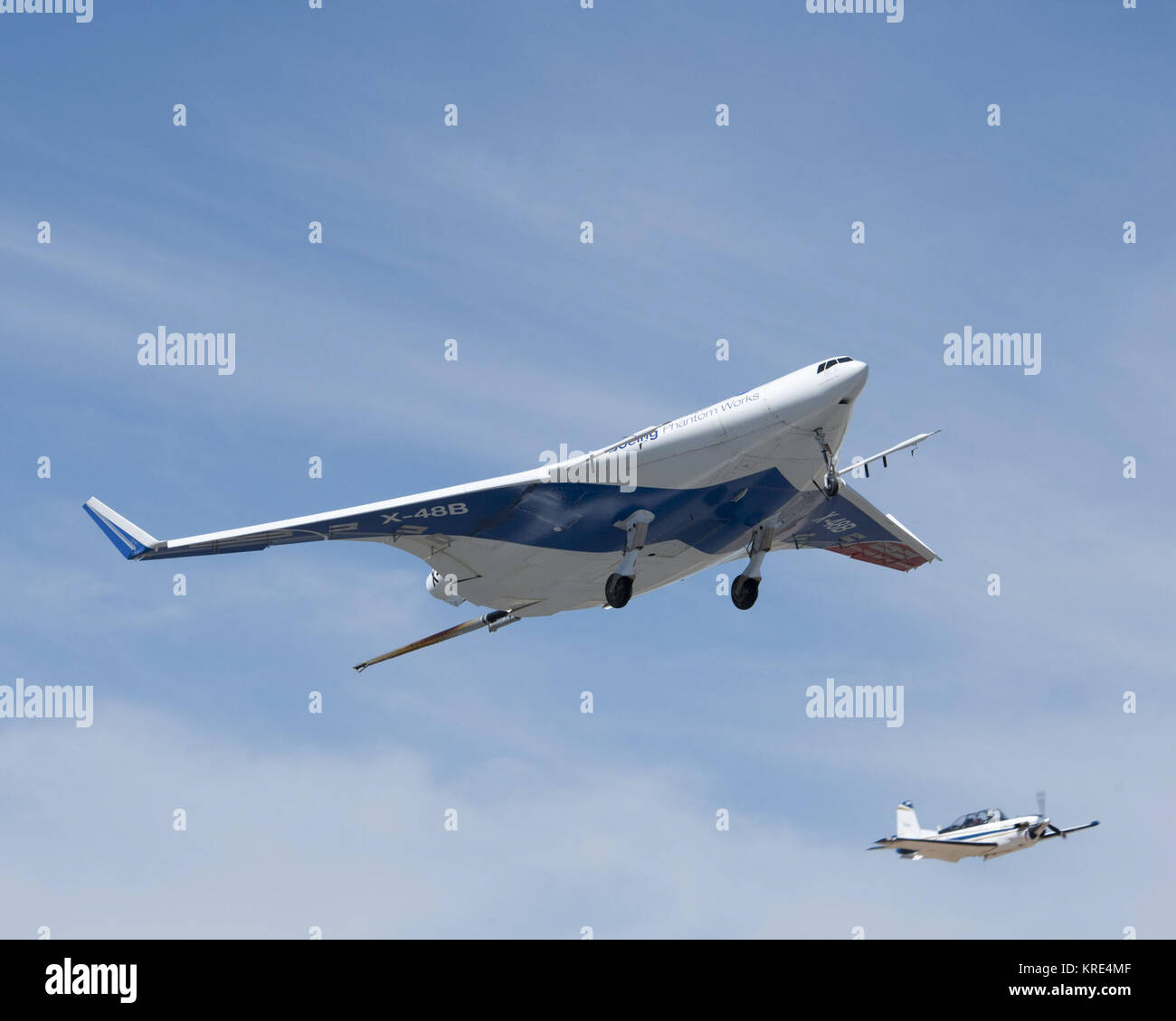 X-48B Blended Wing Body aircraft with chase plane Stock Photo - Alamy