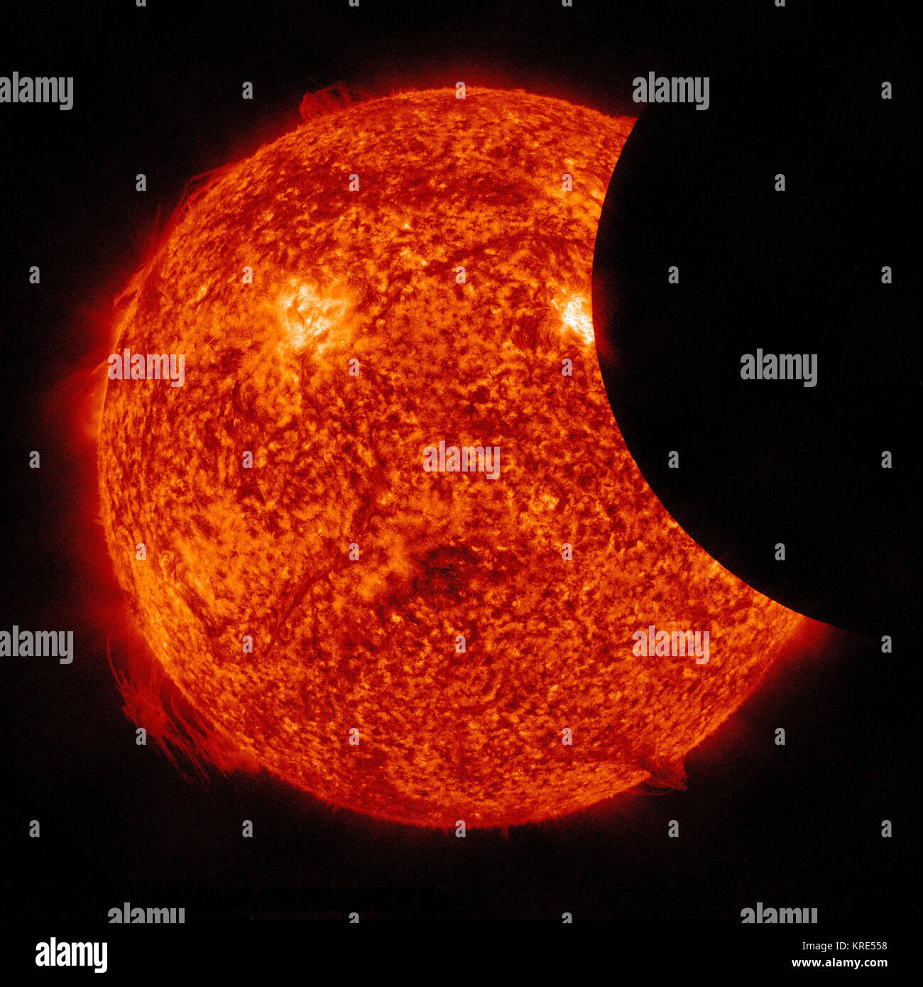 Lunar transit (captured by the Solar Dynamics Observatory Stock Photo ...