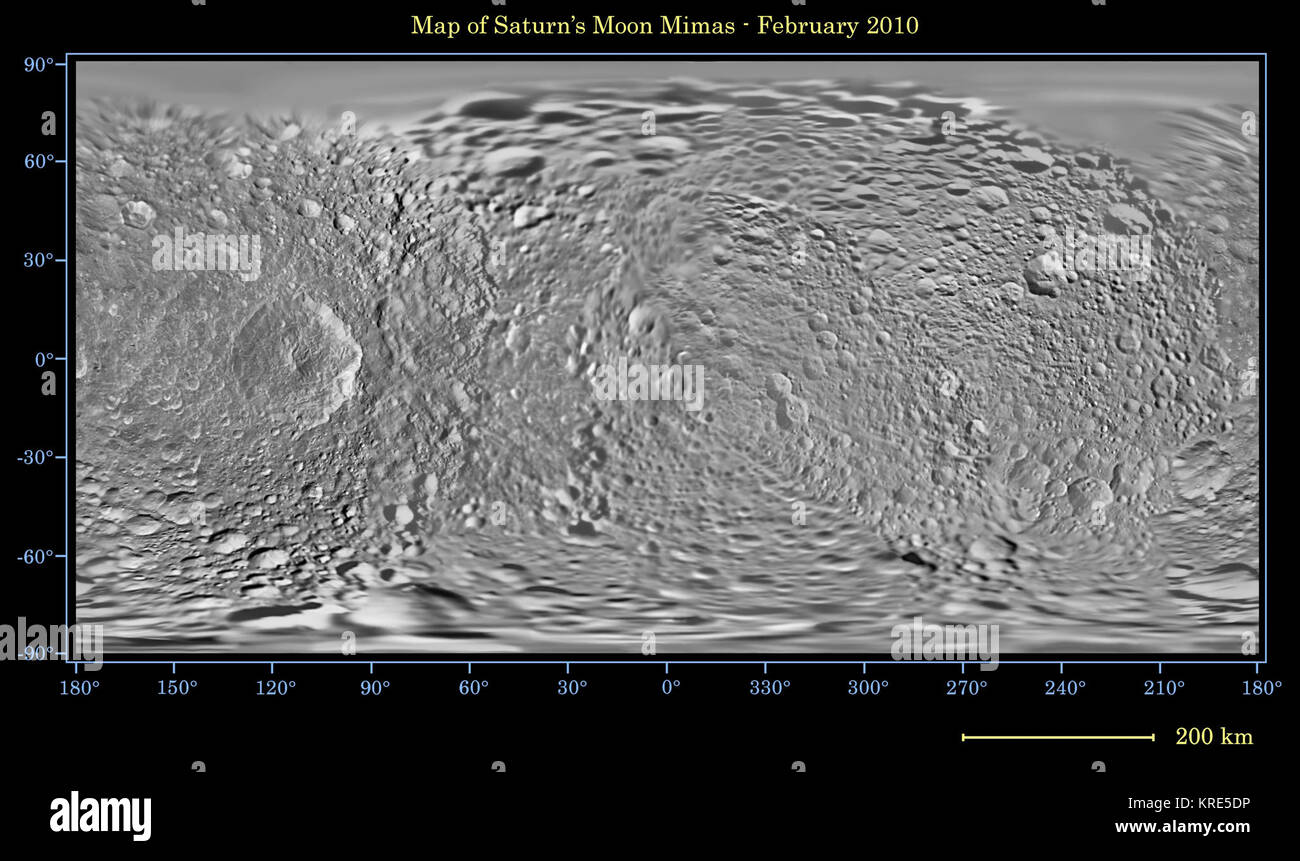 Mimas map PIA 12780 Stock Photo - Alamy