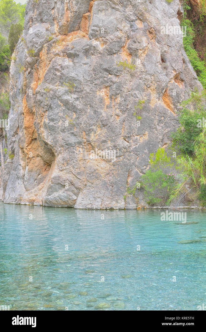 Mijares river. Thermal swimming area known as The Spring of Baths ...