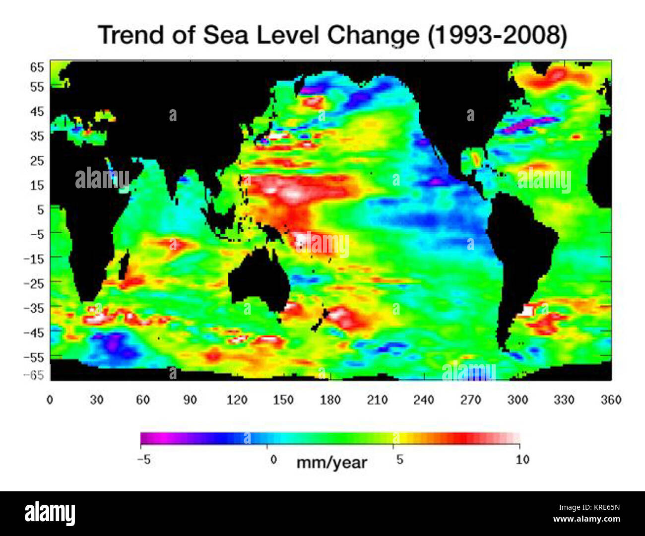 NASA sea level change trend Stock Photo - Alamy