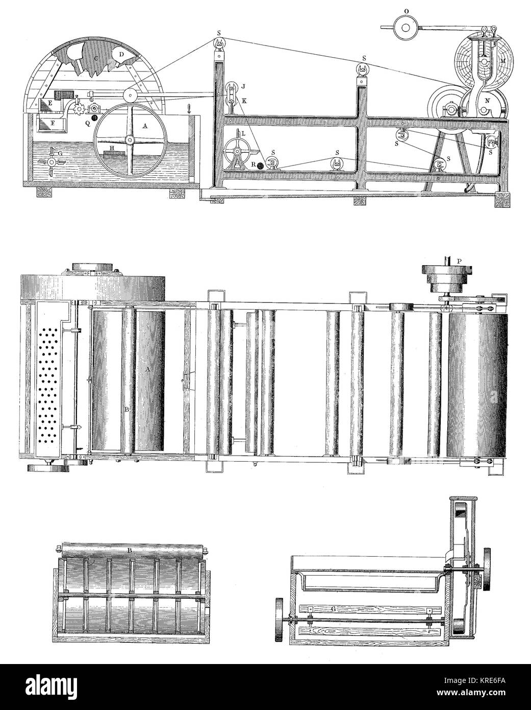 Drawing of a cardboard machine by Civil Engineer F. Walter in Leipzig ...