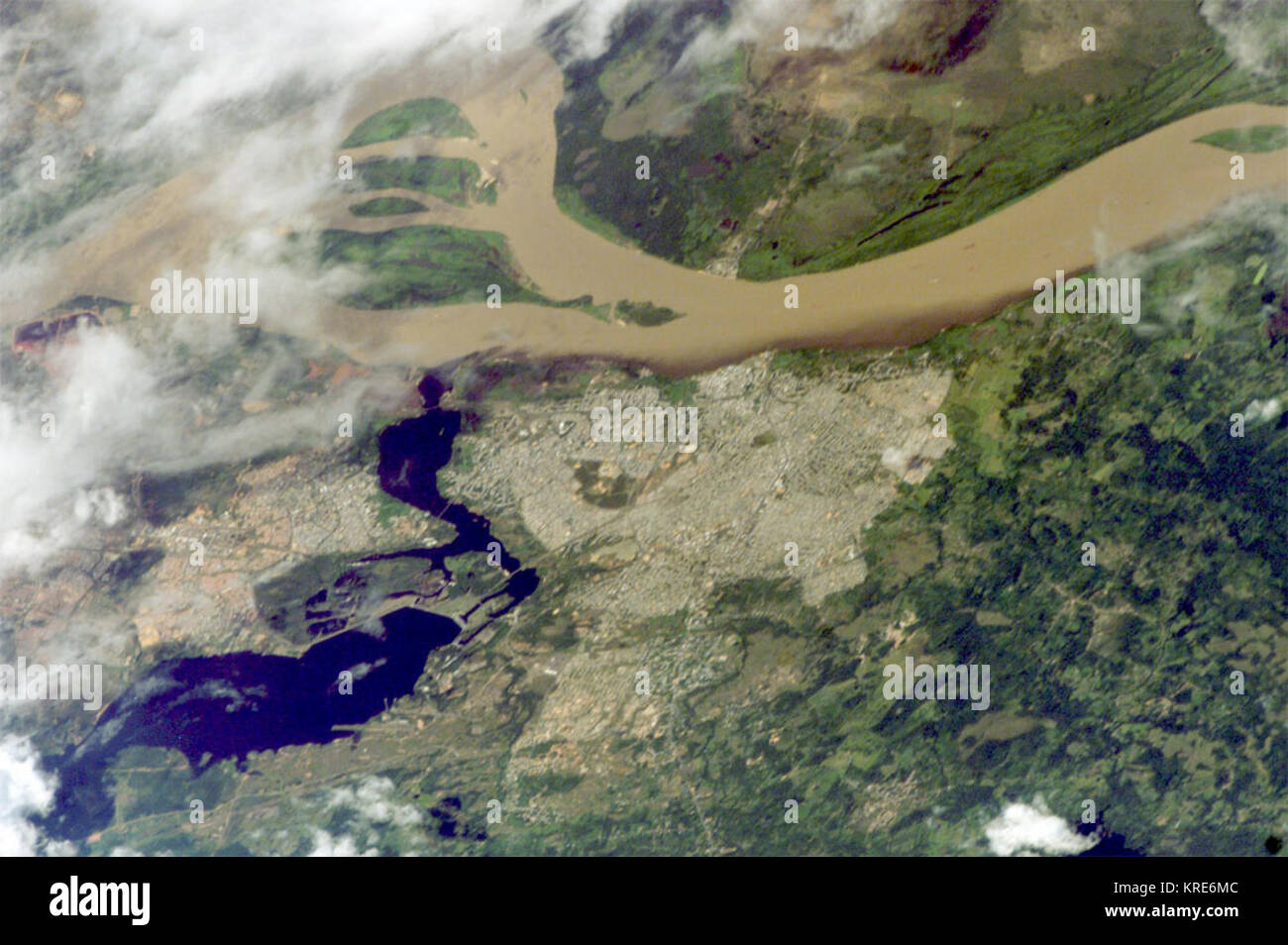 Orinoco River, the second largest in South America, at its confluence ...