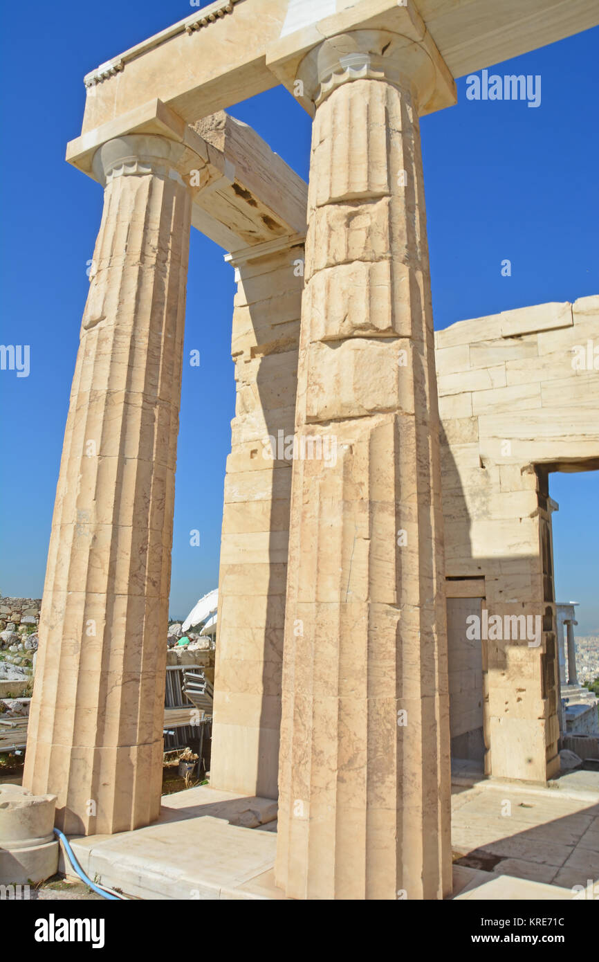 Detail of the Propylae on the Athens Acropolis in Greece, with ...