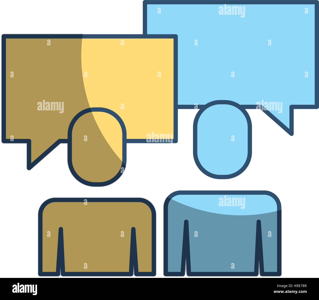 business people talking speech bubble portrait pictogram Stock Vector ...