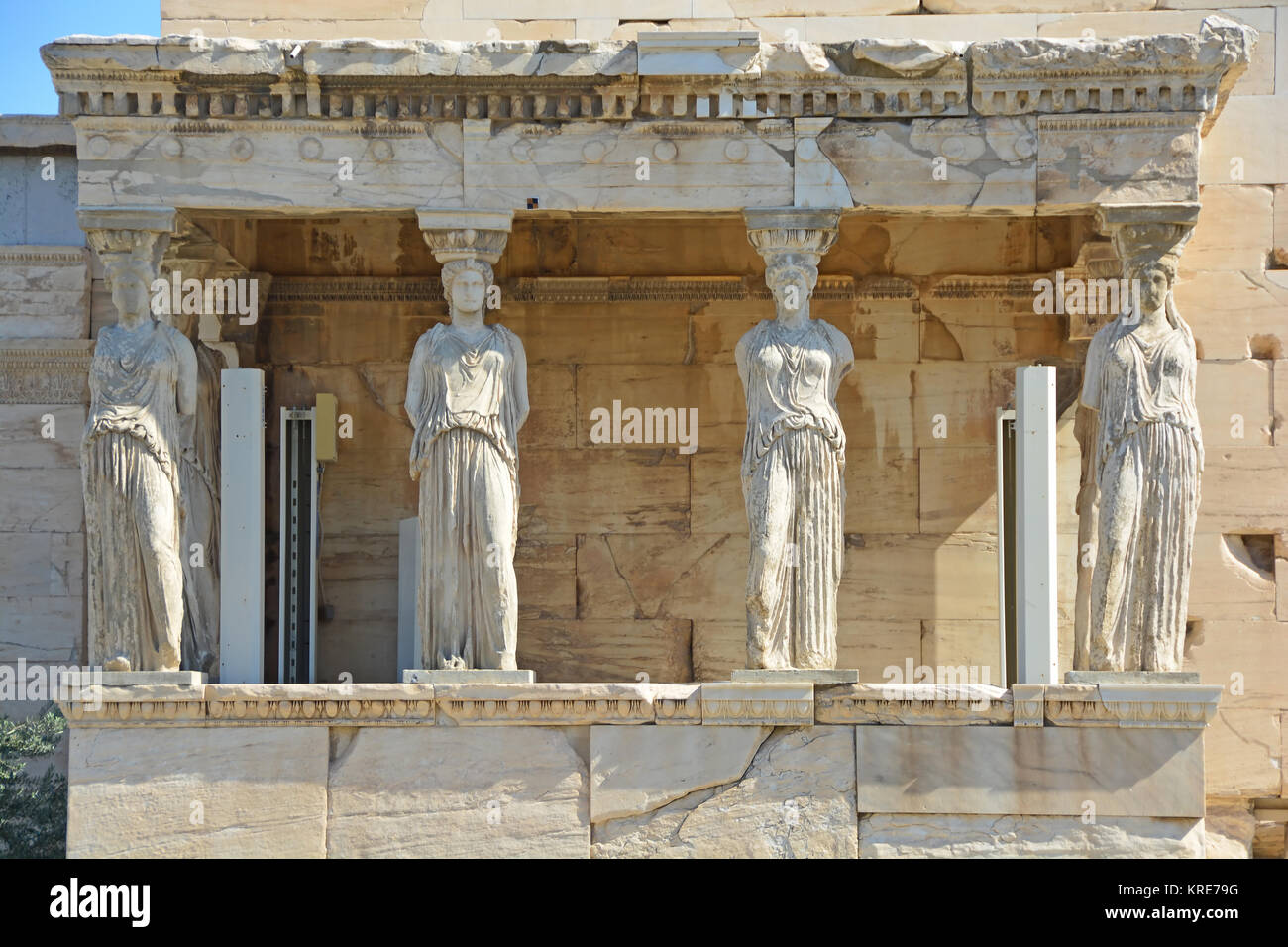 The famous 5 marble caryatids on the Erectheion, at the acropolis in ...