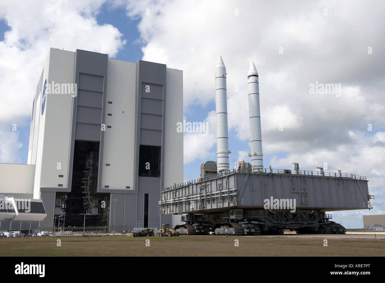 STS-134 Mobile Launcher Platform with two Solid Rocket Boosters Stock ...