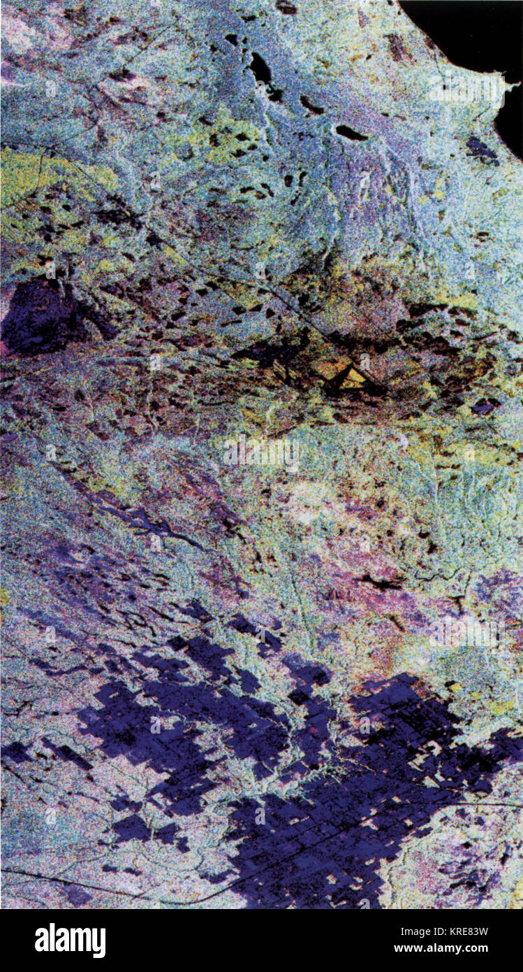 SIR-C X-SAR Raco, Michigan false color radar image Stock Photo - Alamy