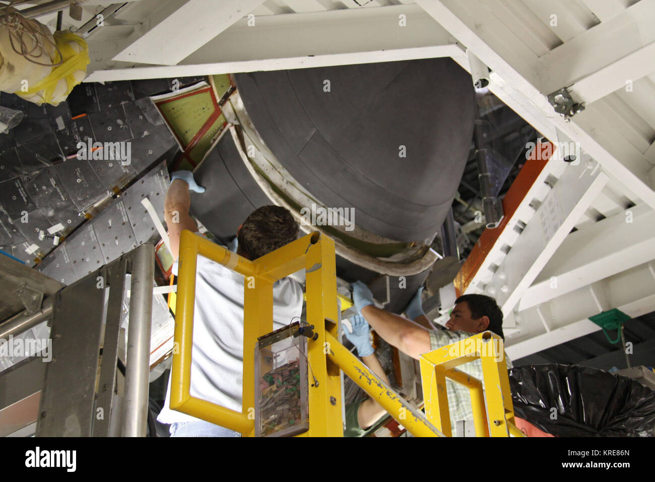 STS-132 Atlantis chin panel installation Stock Photo - Alamy