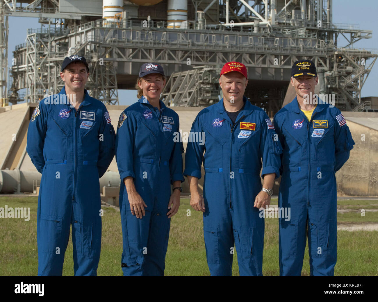 STS-135 crew at Launch Pad 39A (closeup Stock Photo - Alamy