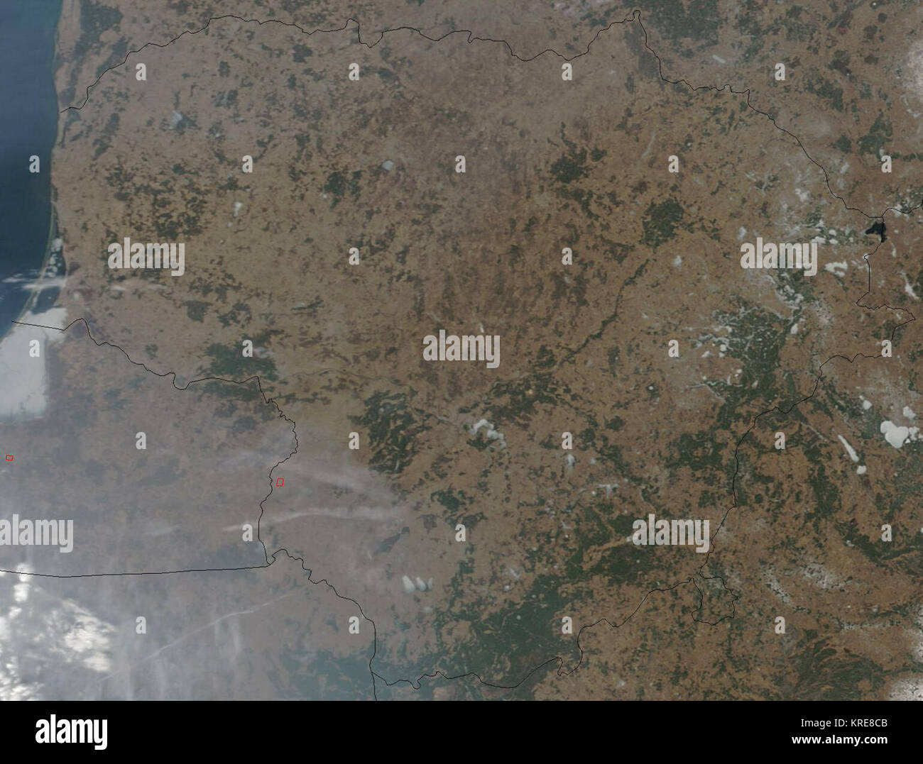 Satellite image of Lithuania in March 2003 Stock Photo - Alamy