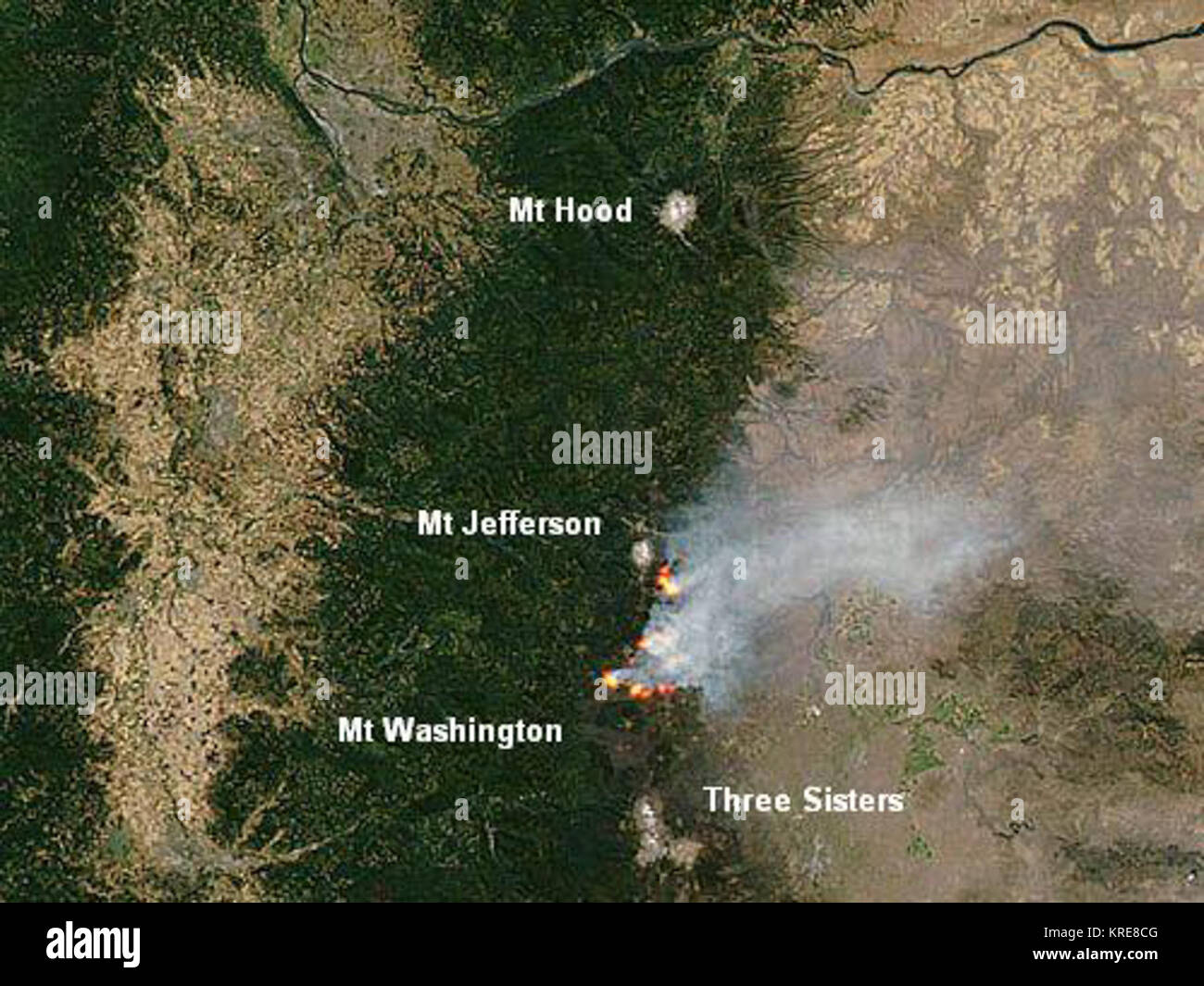 Satellite image of B26B Complex Fires 24 Aug 03 Stock Photo - Alamy