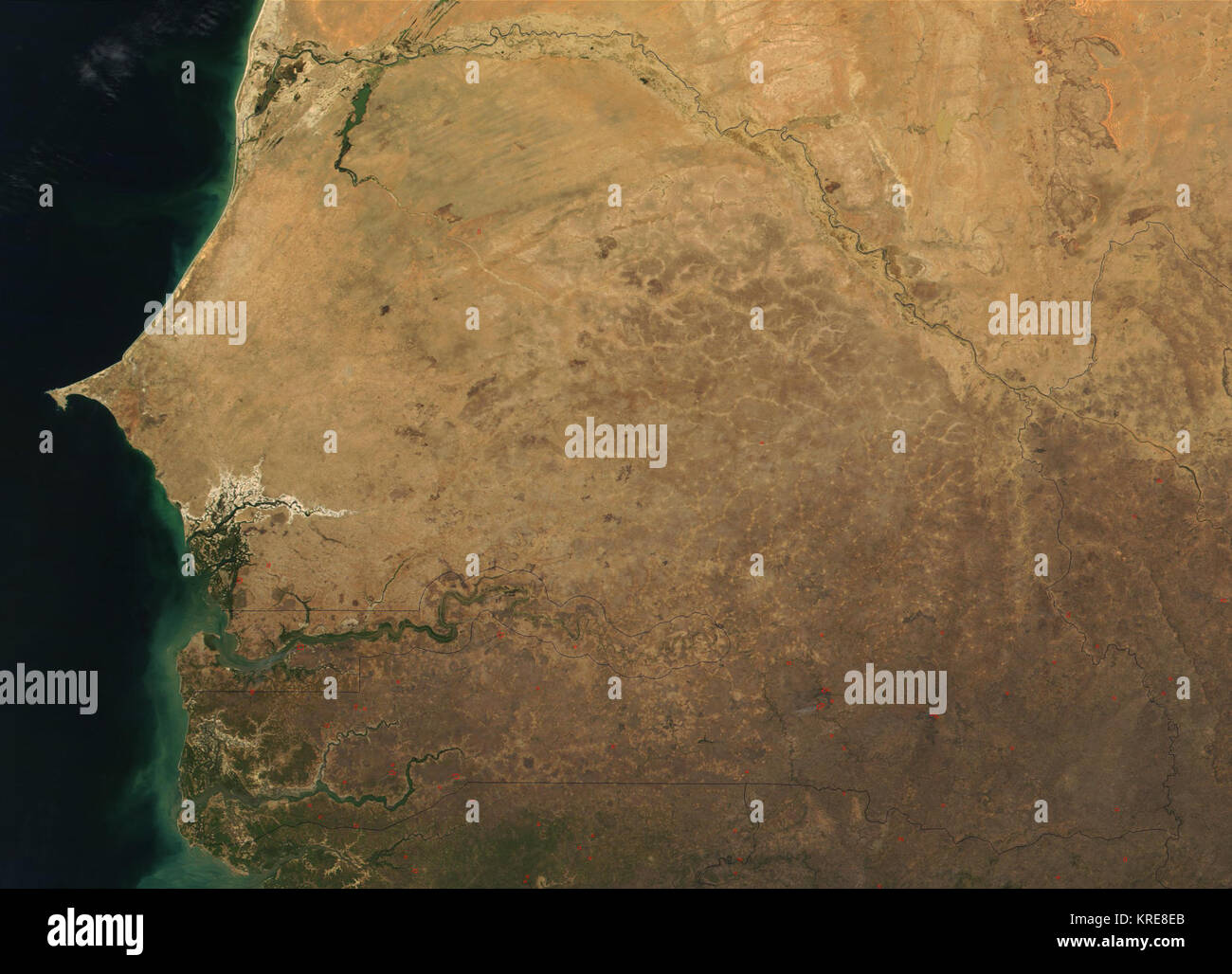 Senegal satellite fires Stock Photo - Alamy