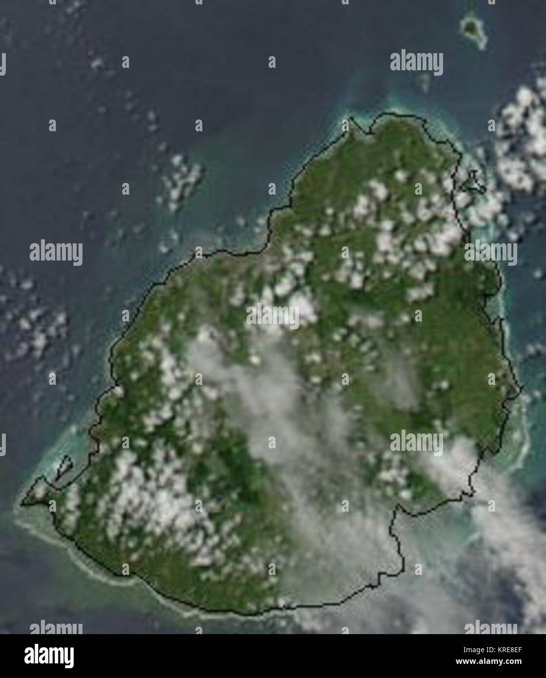 Satellite image of Mauritius in February 2003 Stock Photo - Alamy