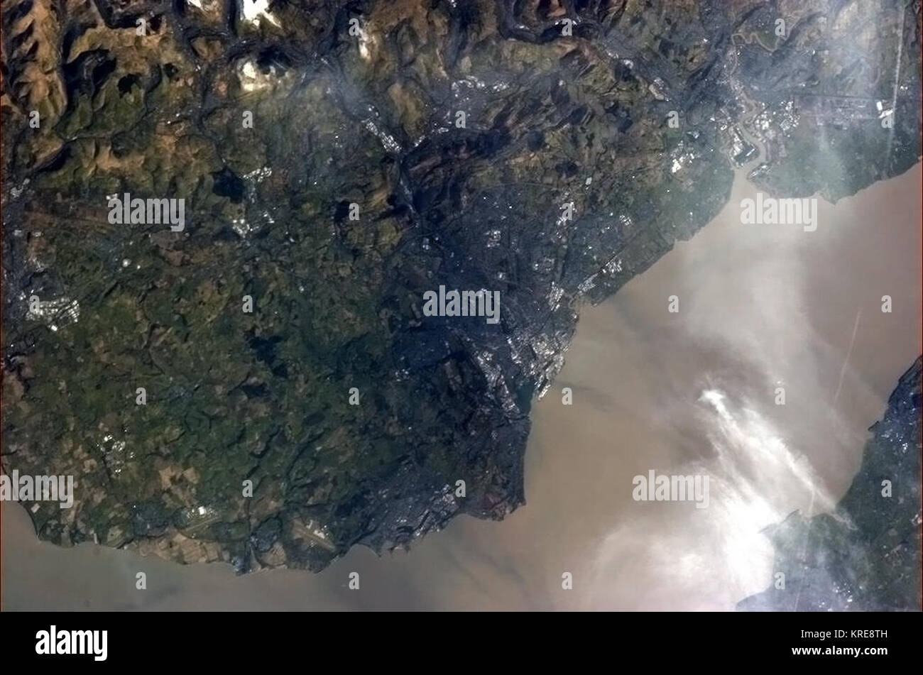 Cardiff from the International Space Station 2013-03-16 Stock Photo - Alamy