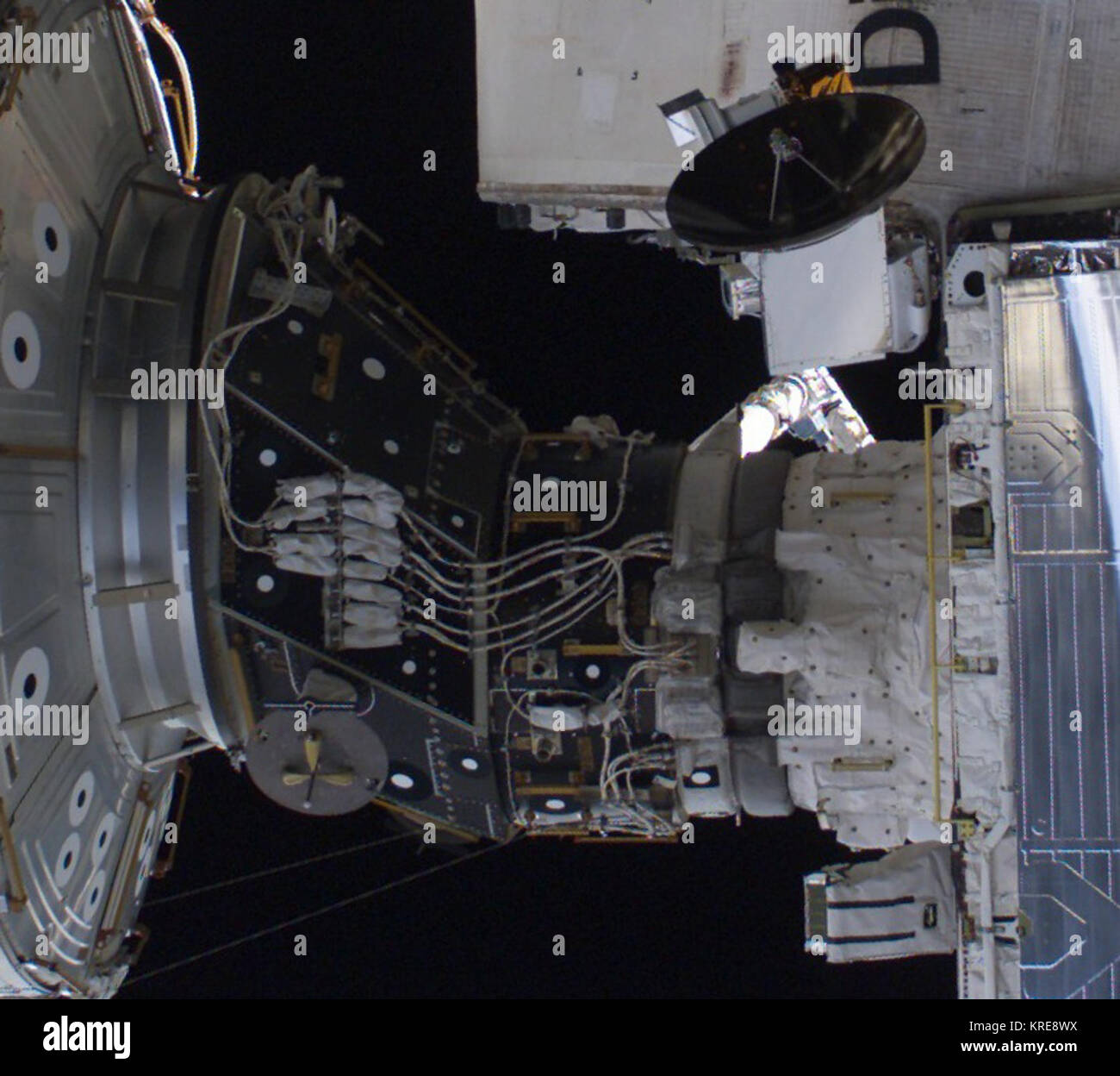 Space Shuttle docked to station - further cropped and rotated Stock ...