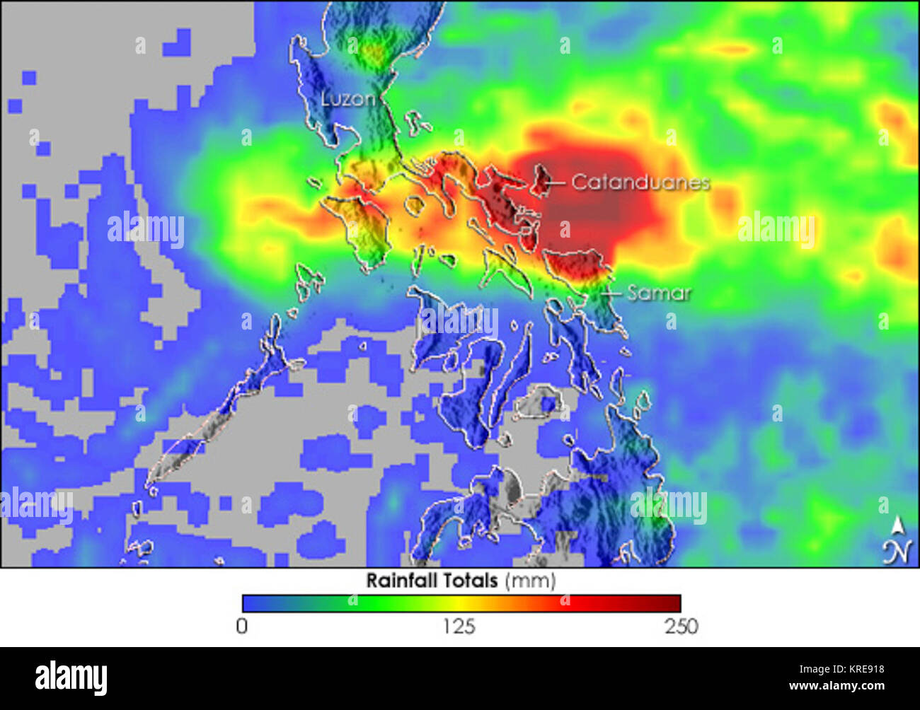 Super Typhoon Durian27s rainfall total in Philippines 2006-12-01 Stock ...