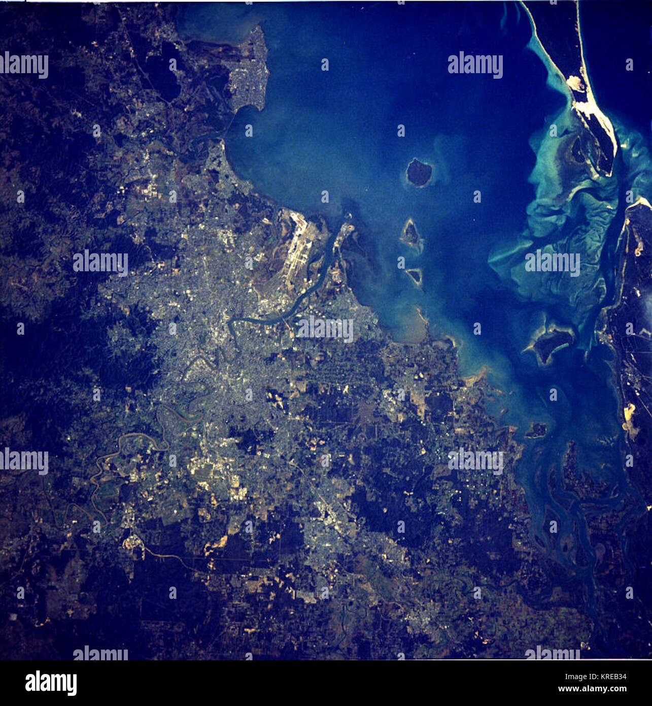 Brisbane Aerial From Satellite Stock Photo - Alamy