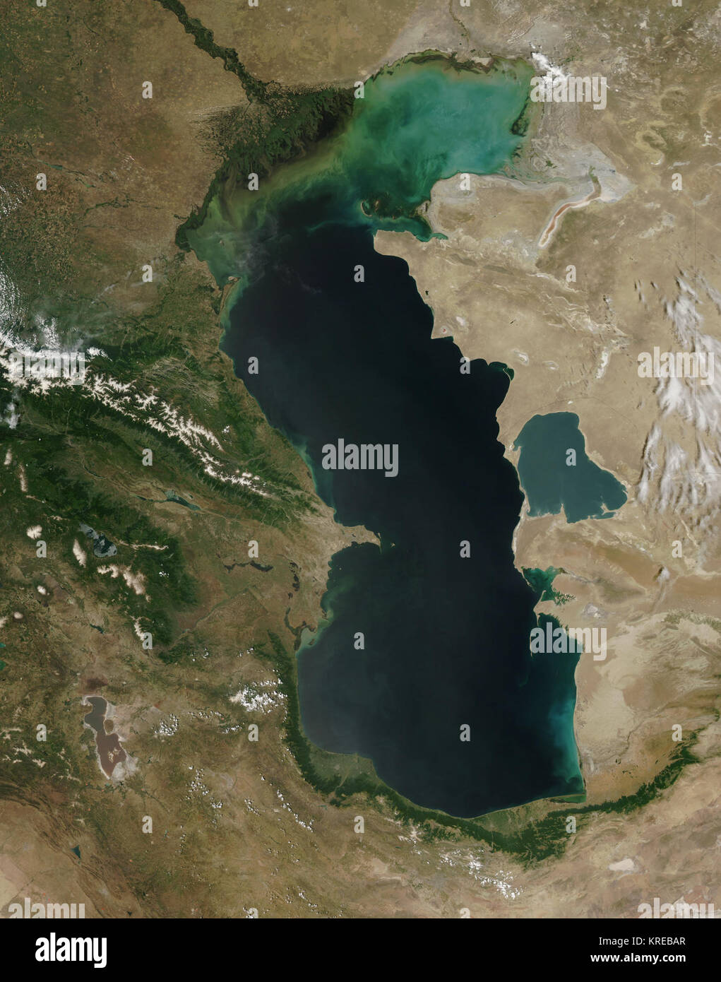 Caspian Sea from orbit Stock Photo - Alamy
