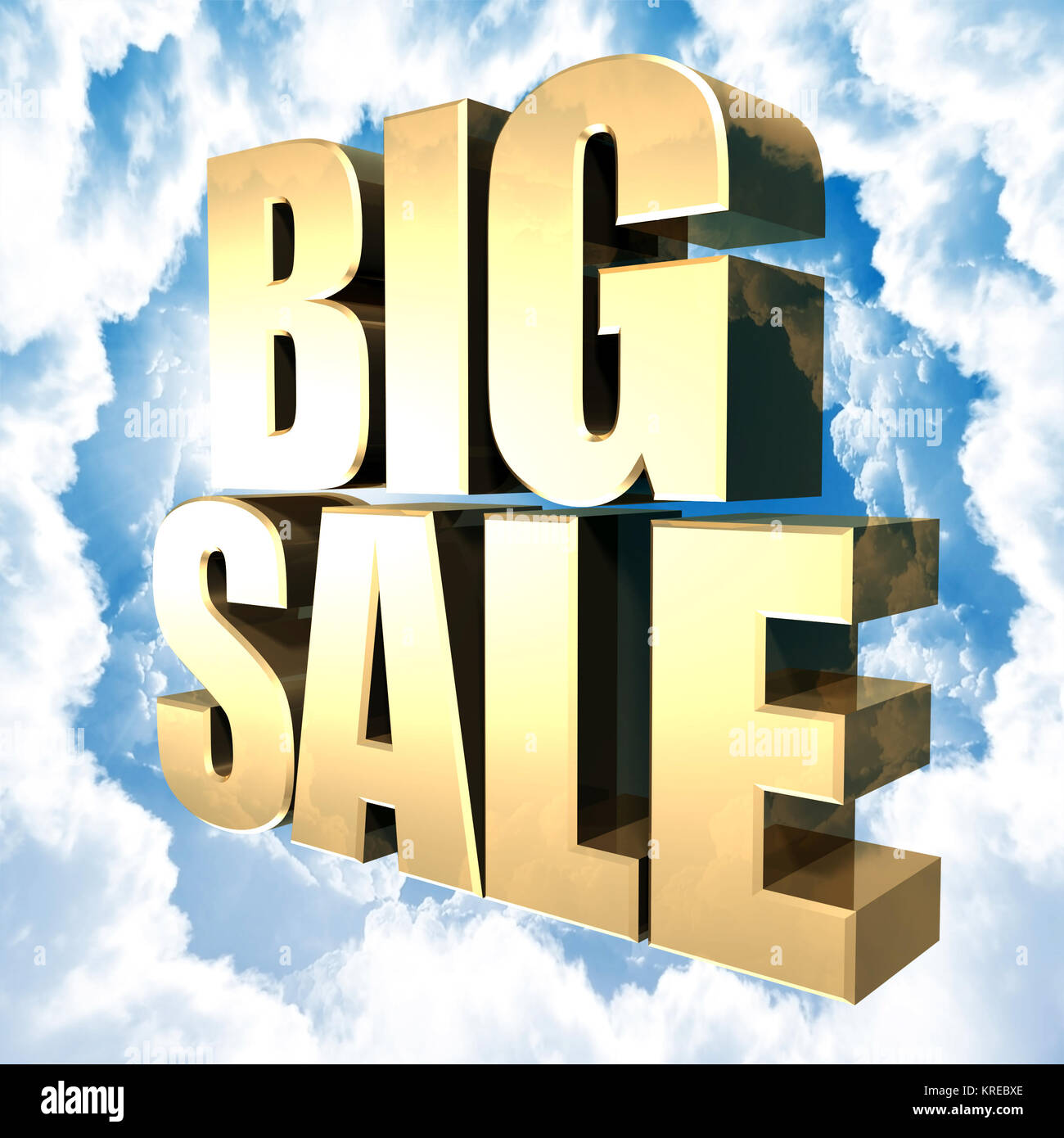 3D image of the text of a big sale, made of pure, beautiful gold Stock ...