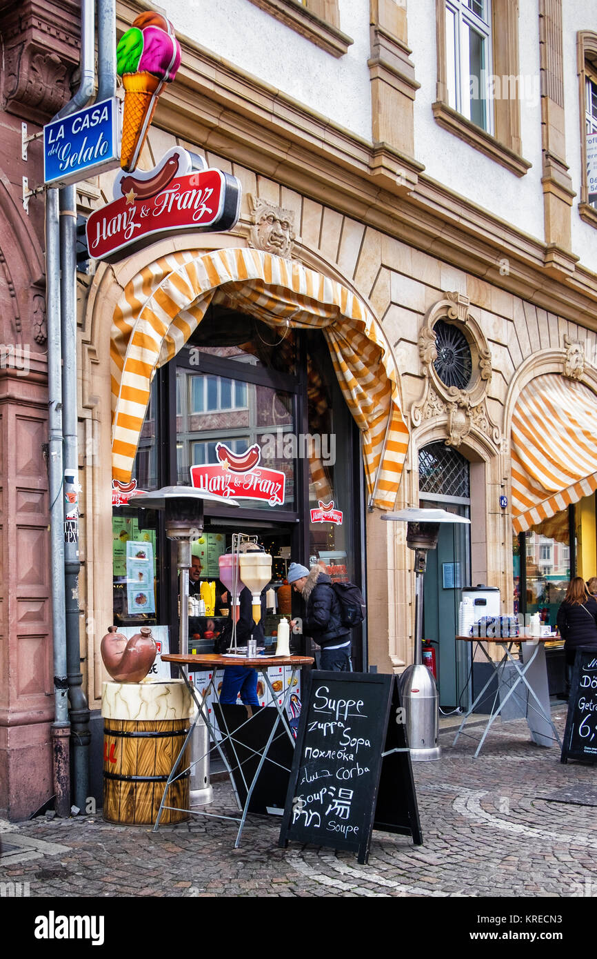 Frankfurt, Germany. Hanz and Franz cafe in Historic old building,Fast ...