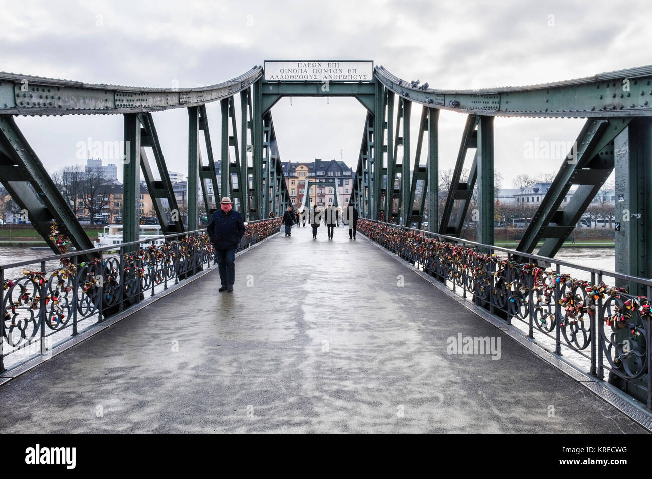 Frankfurt, Germany.The Eiserner Steg,Iron footbridge,Iron bridge across ...