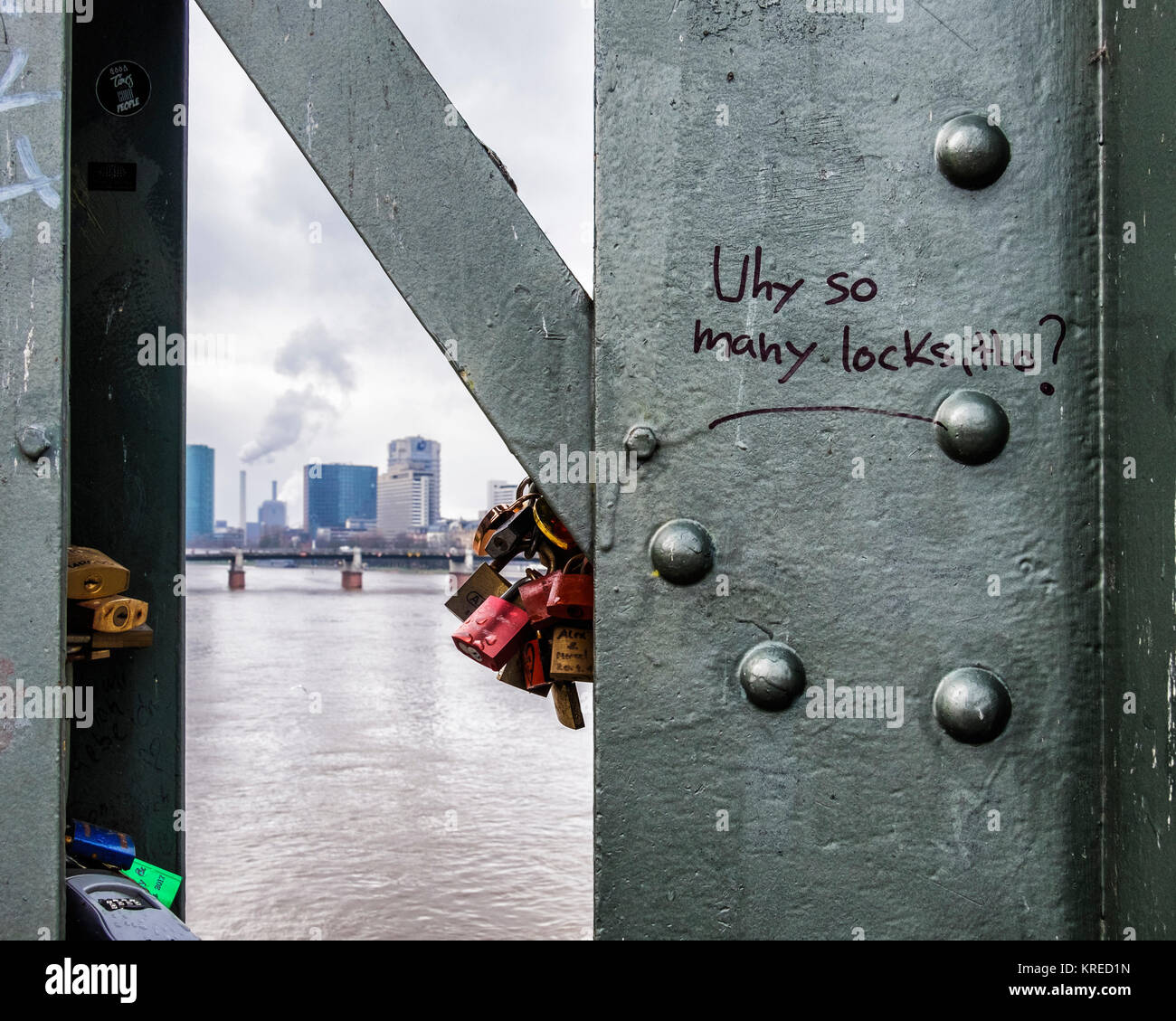 Frankfurt, Germany.Love locks on the Eiserner Steg,Iron footbridge,Iron ...