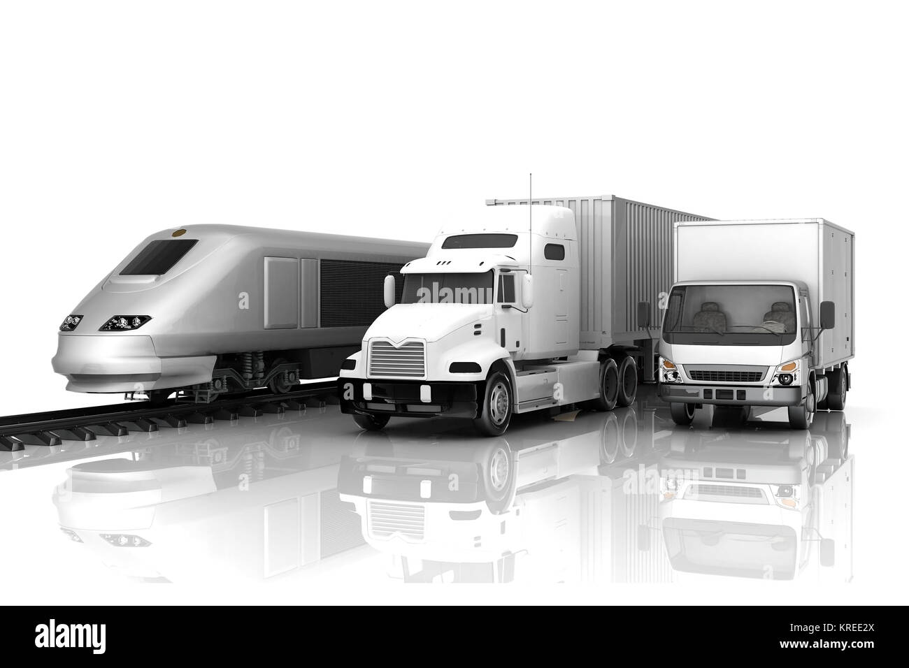 image delivery vehicle on a white background Stock Photo - Alamy