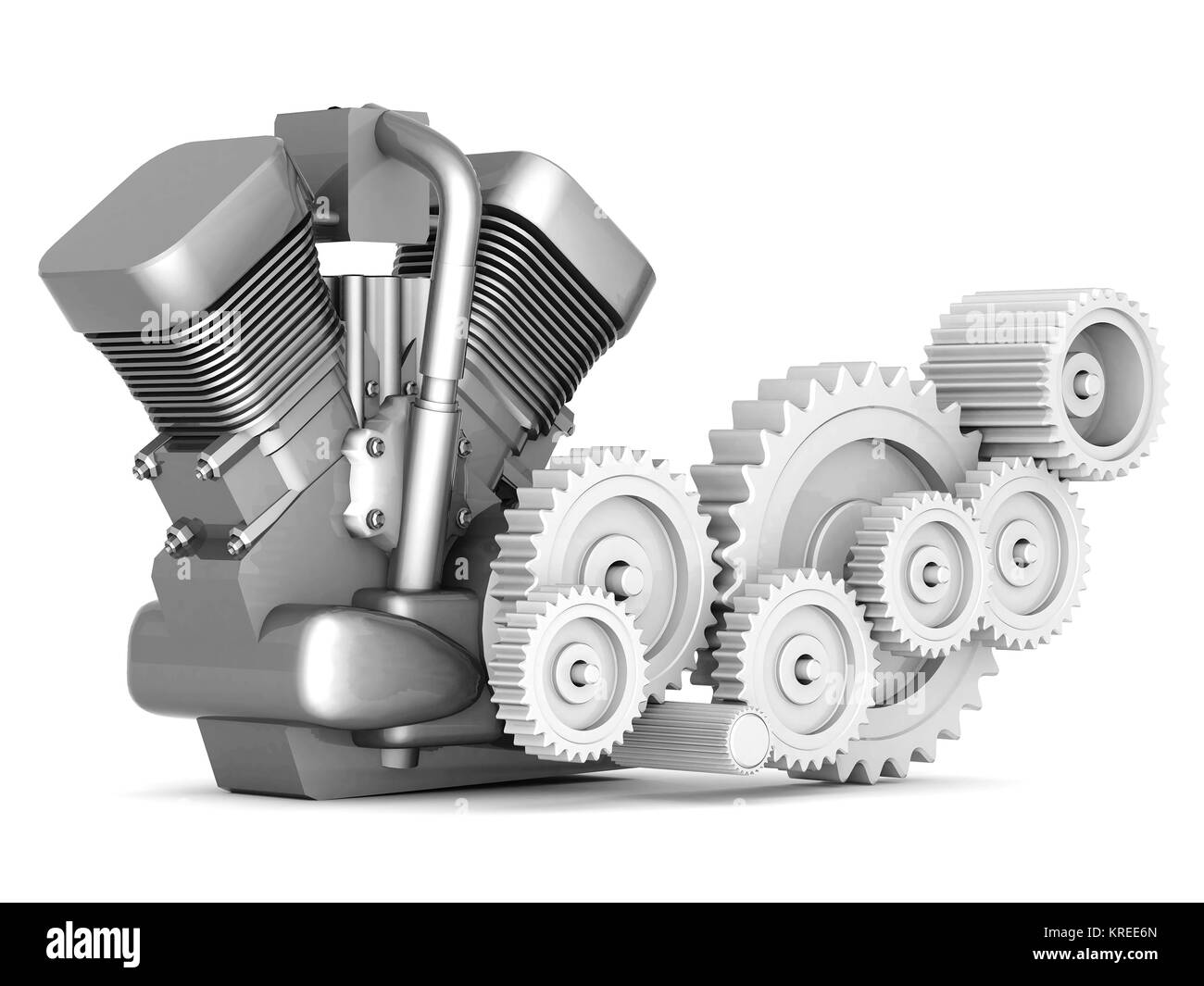 Motorcycle engine render Black and White Stock Photos & Images - Alamy