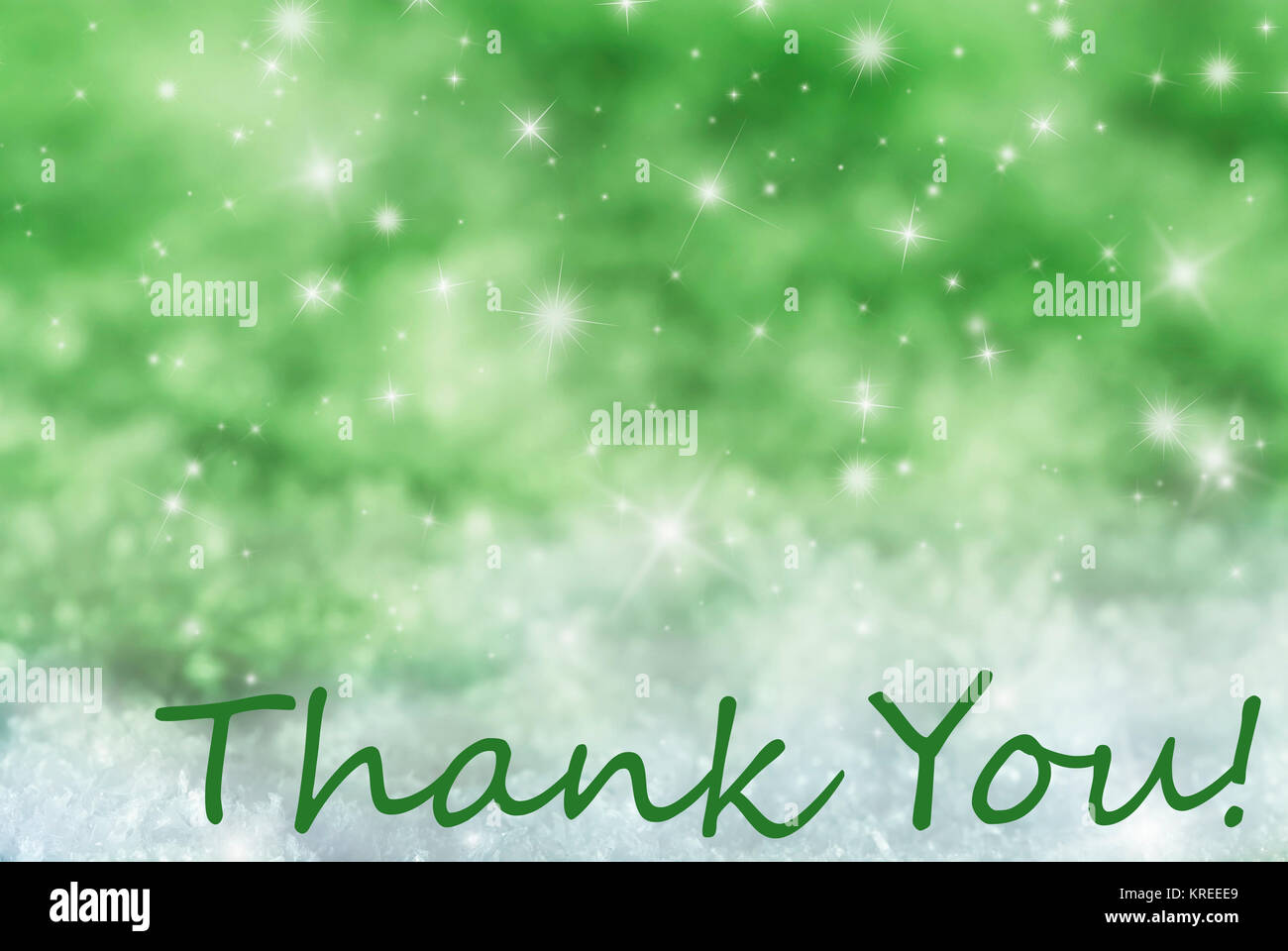 English Text Thank You. Green Sparkling Christmas Background Or Texture ...