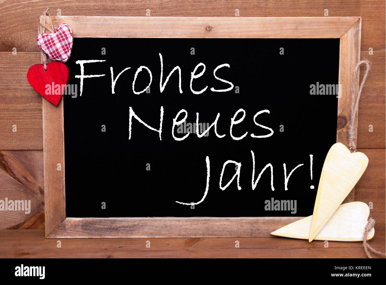 Chalkboard With German Text Frohes Neues Jahr Means Happy New Year. Red ...
