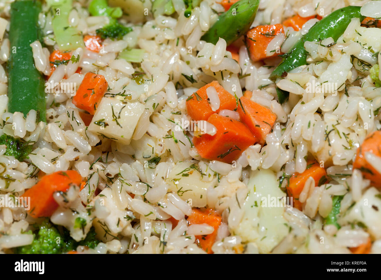 the healthy diet - brown rice with vegetable Stock Photo - Alamy