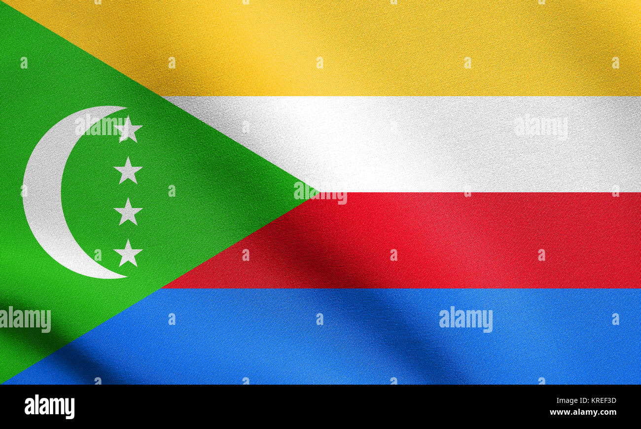 Flag of Comoros waving with fabric texture Stock Photo - Alamy