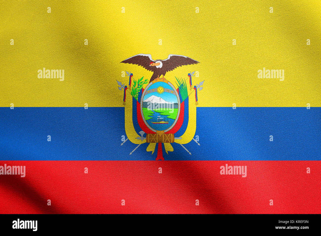 Flag of Ecuador waving with fabric texture Stock Photo - Alamy