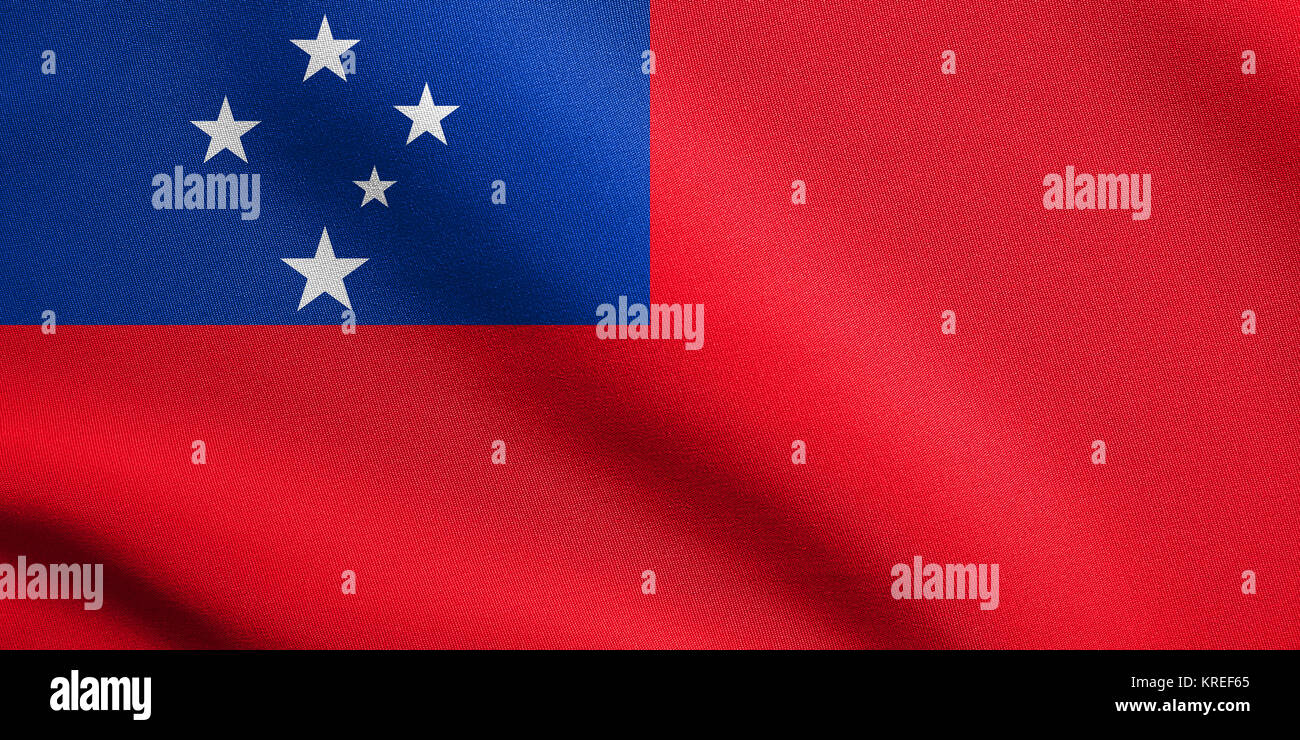Flag of Samoa waving with fabric texture Stock Photo - Alamy