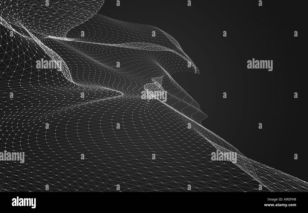 Abstract polygonal space low poly dark background, 3d rendering Stock ...