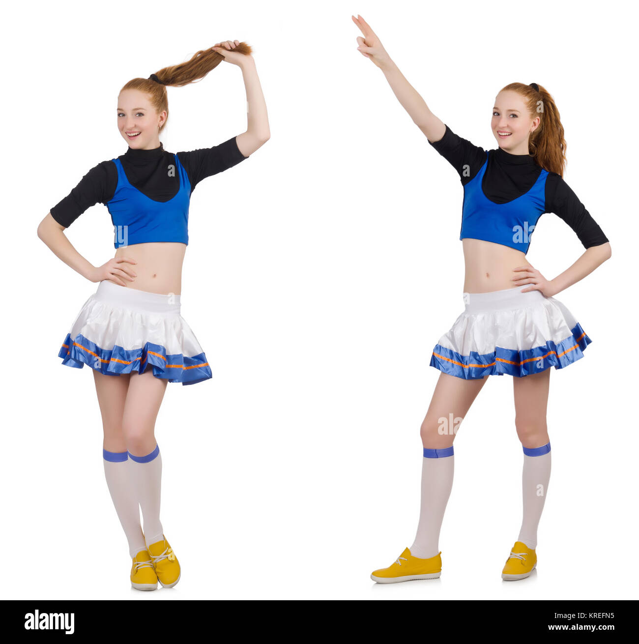 Cheerleader isolated on the white background Stock Photo - Alamy