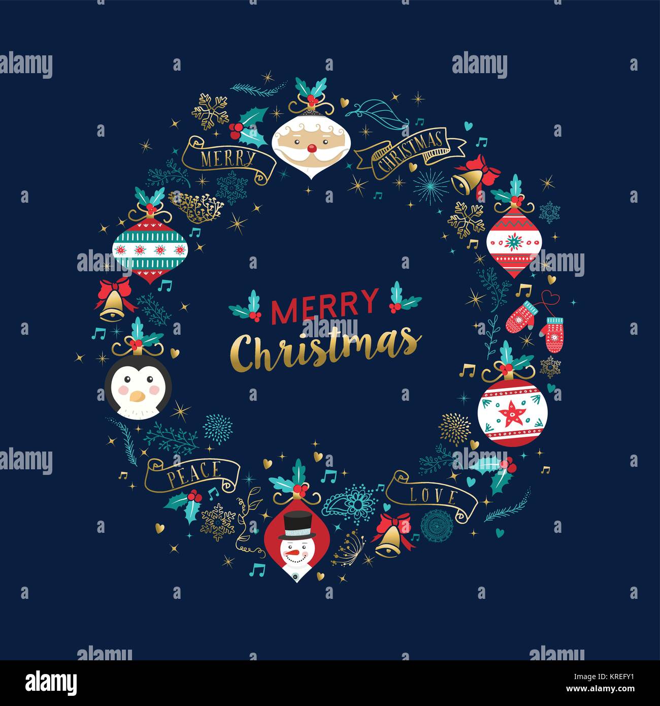 Xmas wreath in cartoon hi-res stock photography and images - Alamy