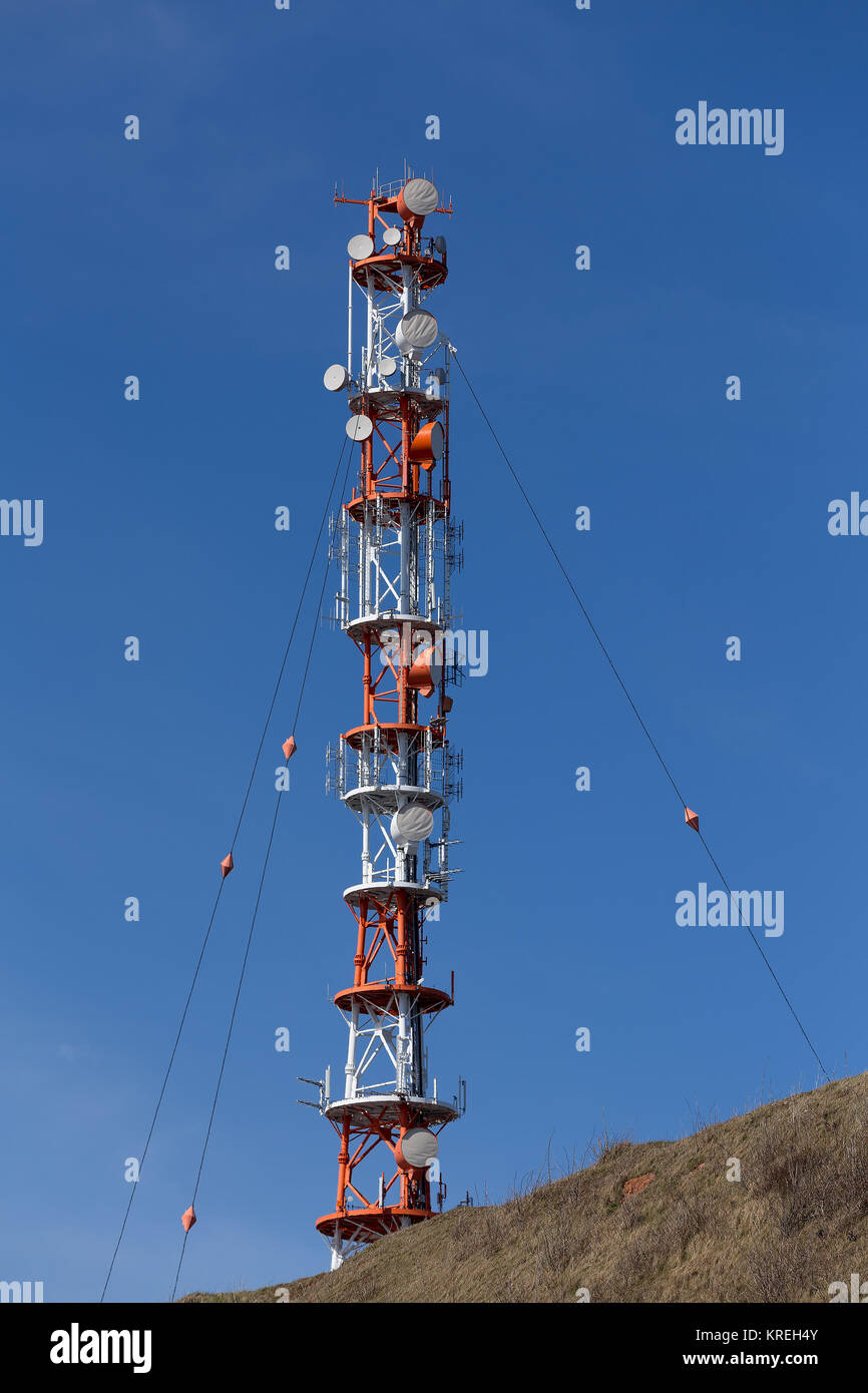 Radio technology tower on the island Stock Photo - Alamy