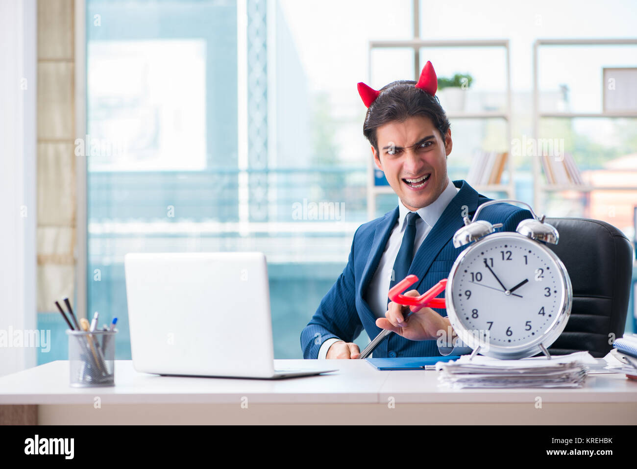 Devil angry businessman in the office Stock Photo - Alamy