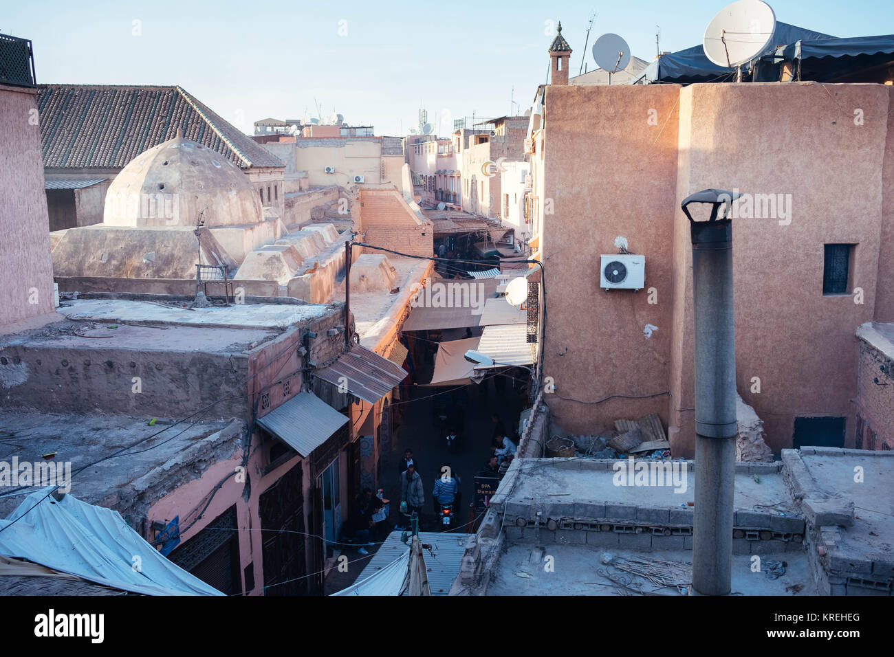 Top view of alley in Marrakech with skyline Stock Photo - Alamy
