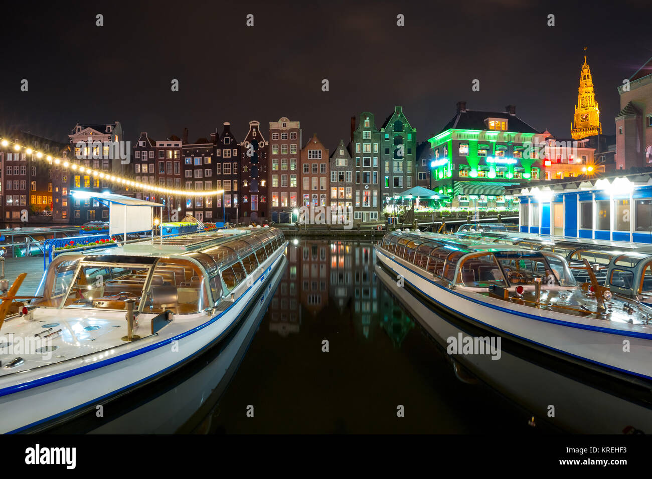 Night dancing houses at Amsterdam, Netherlands Stock Photo - Alamy