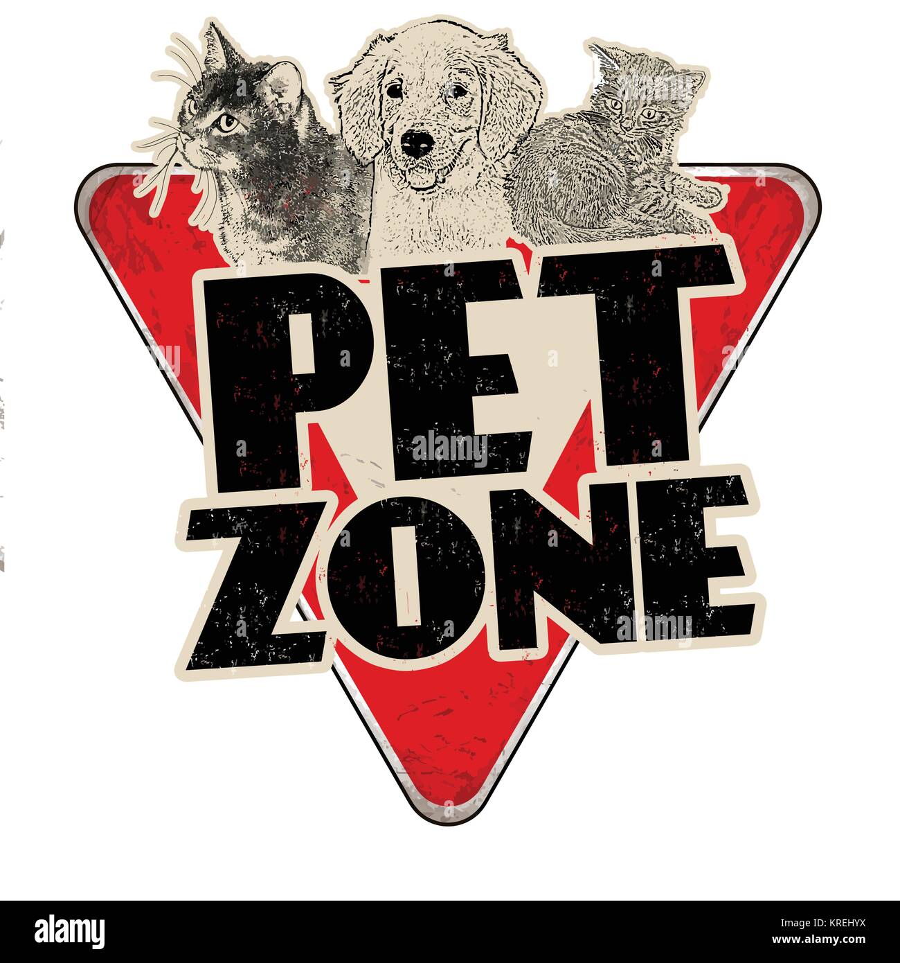 Pet zone vintage rusty metal sign on a white background, vector ...