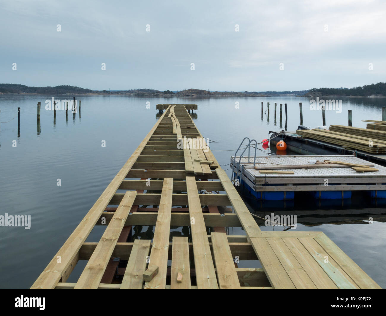building a new jetty for the boat Stock Photo - Alamy