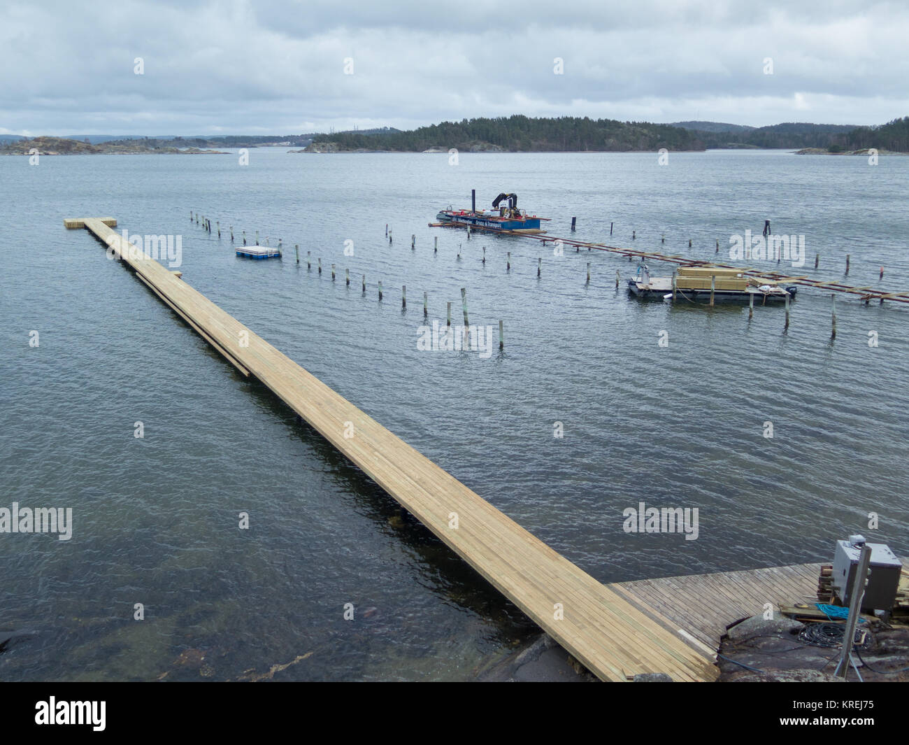 building two new jetty for the boat Stock Photo - Alamy