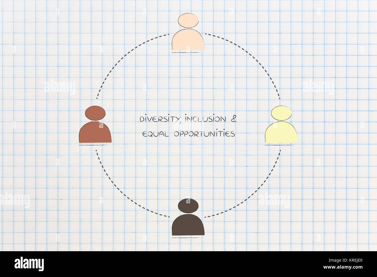 diversity in the workplace: multi ethnic team illustration (circle ...