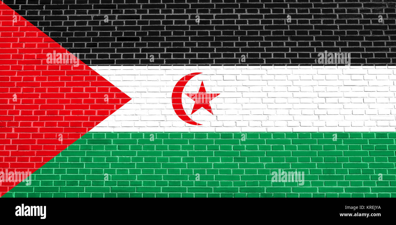 Flag of Western Sahara brick wall texture backdrop Stock Photo - Alamy