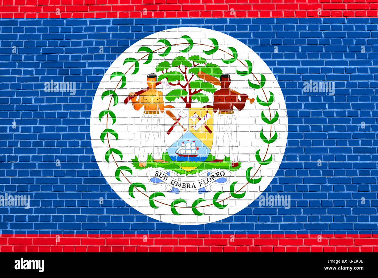 Flag of Belize on brick wall texture background Stock Photo - Alamy