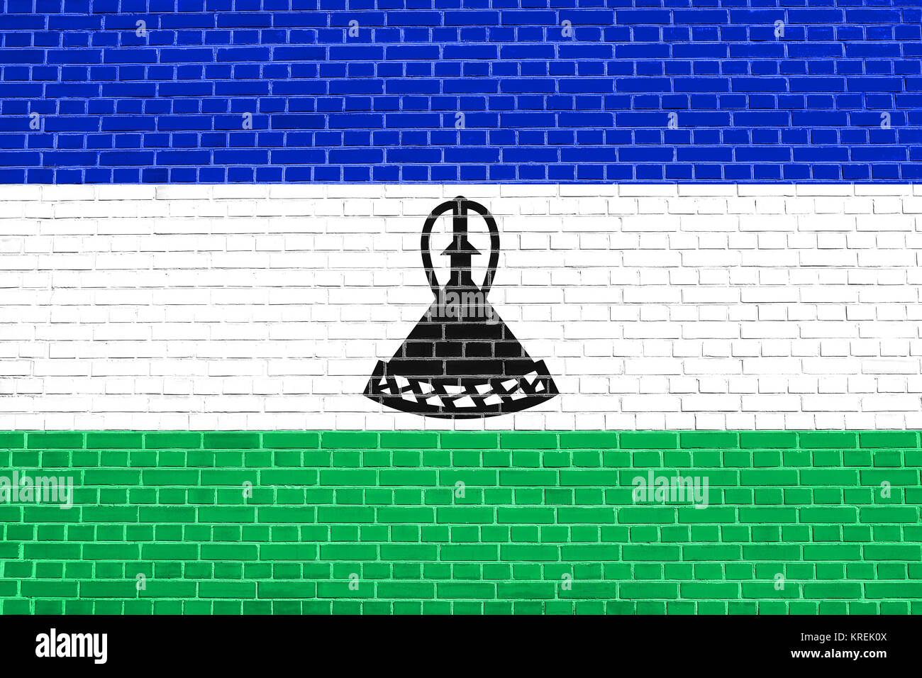 Flag of Lesotho on brick wall texture background Stock Photo - Alamy